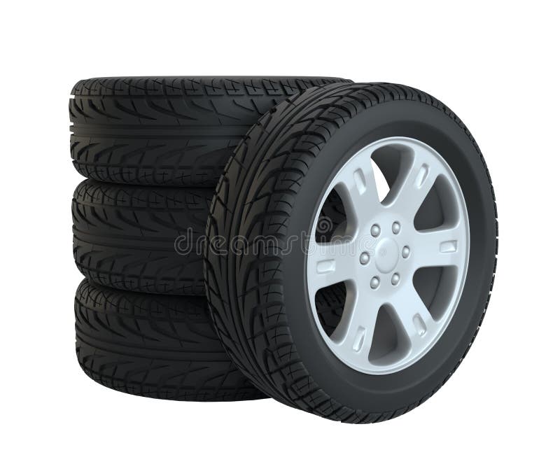 Stack of wheels on white stock image. Image of tire - 100643003