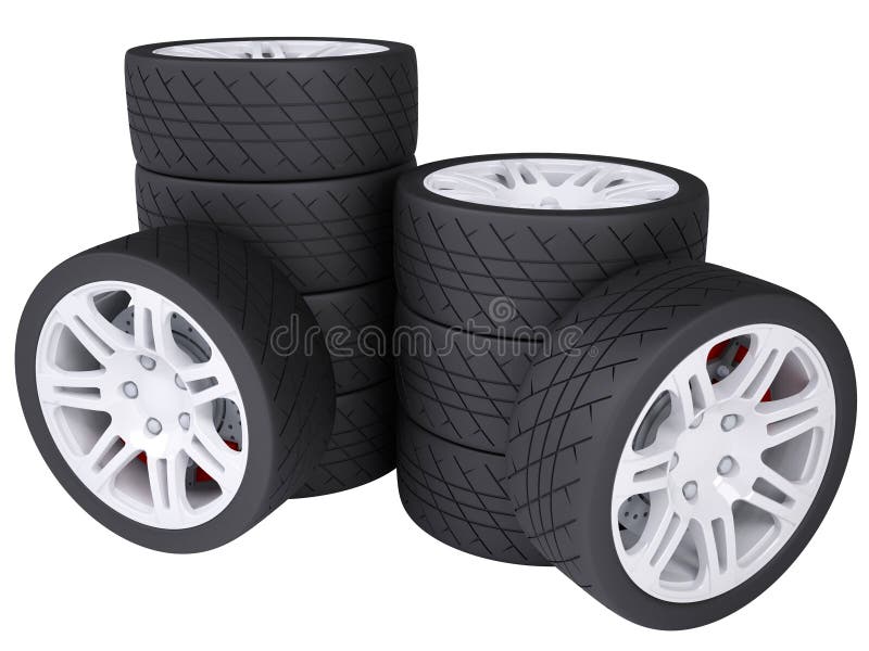 A Stack of Wheels with Discs Stock Illustration - Illustration of auto ...