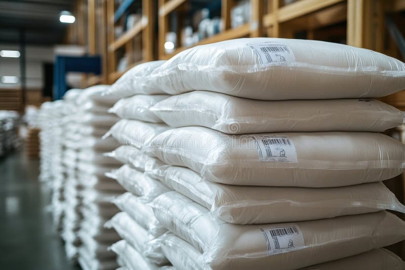 A Stack of White Bags with the Number 1 on Them Stock Image - Image of ...