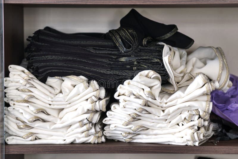 Stack of White and Black Fabrics Stock Photo - Image of clothing, black ...