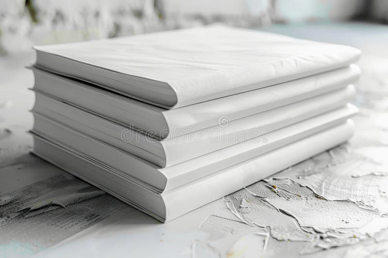 Stack of White Books on an Artistic Textured Background, Suitable for ...