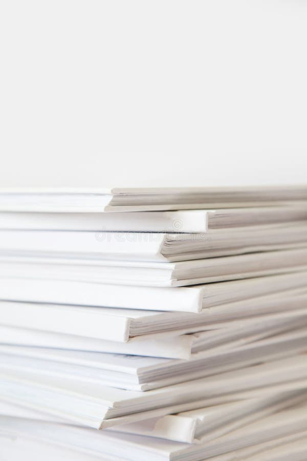 Stack of White Books on White Background Stock Image - Image of blue ...