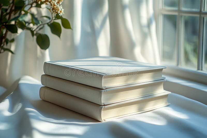 Stack of White Books. Book Covers. Bookworm and Library Aesthetic. Books Collection. Study ...