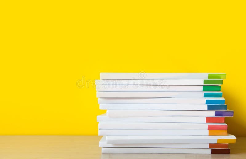 Stack of White Books on Colorful Background Stock Photo - Image of lies ...