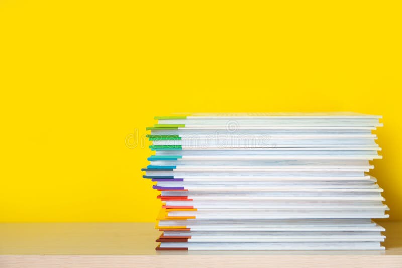 Stack of White Books on Colorful Background Stock Photo - Image of ...
