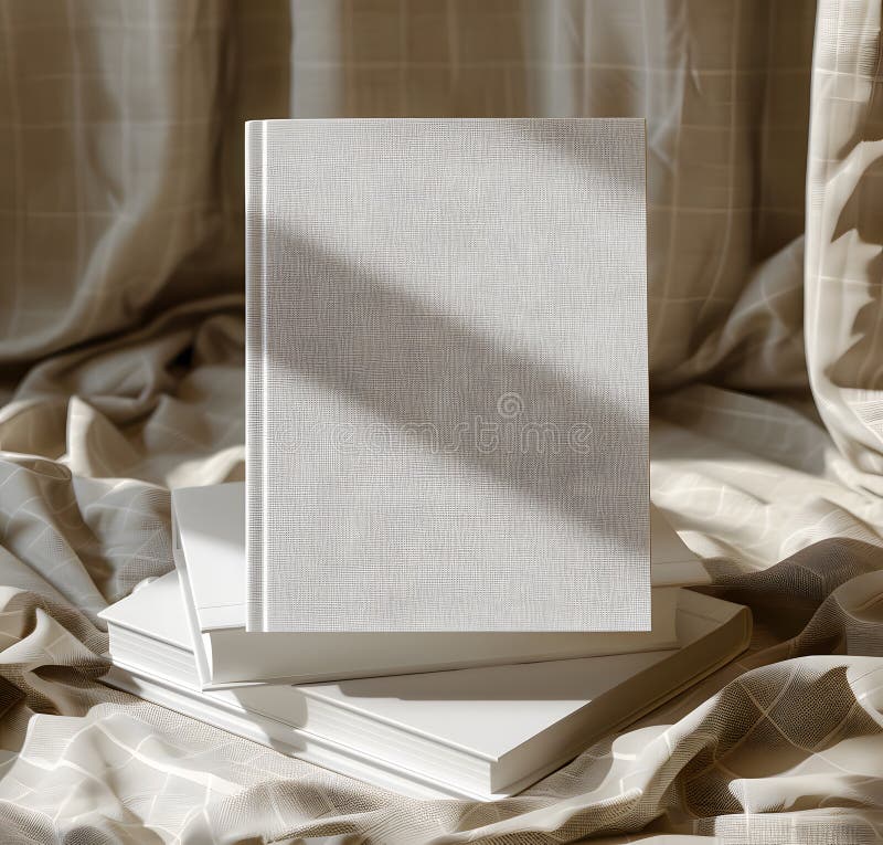 Stack of White Books on Bed Made of Wood, with Linens and Glass Nearby ...