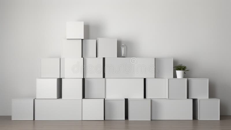 Stack white boxes stock illustration. Illustration of monochrome ...