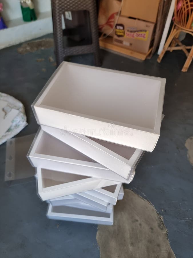 Stack of White Boxes for Packaging Handicraft Products Stock Image ...