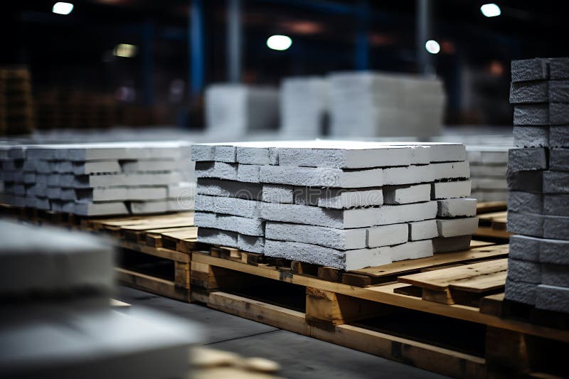 Stack of White Brick on Wooden Pallets in Warehouse, Stock Photo Stock ...