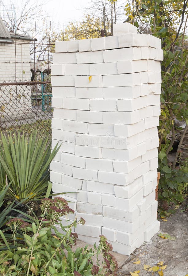 Stack of white bricks stock photo. Image of heap, manual - 50243048
