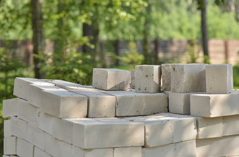 Stack of white bricks stock photo. Image of blurred - 123662020