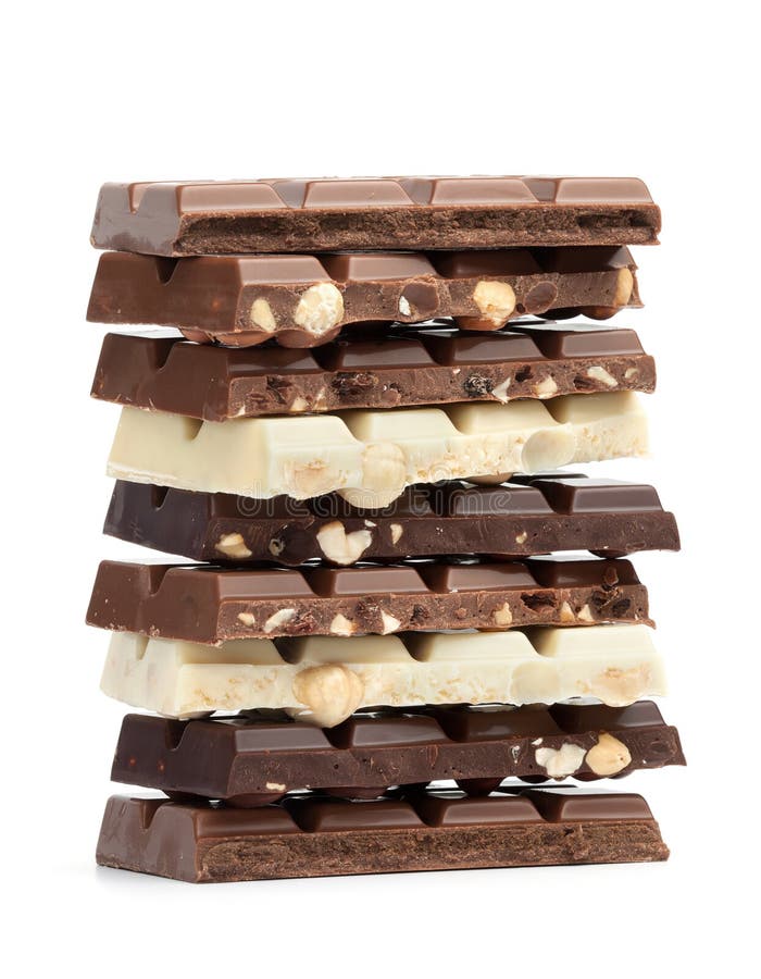 Stack of Chocolate on White Background Stock Photo - Image of brown ...