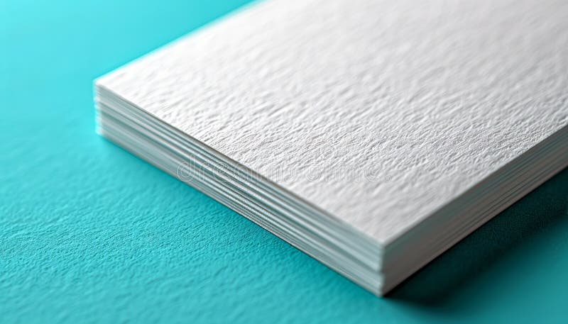 A Stack of White Business Cards on a Blue Surface Stock Image - Image ...