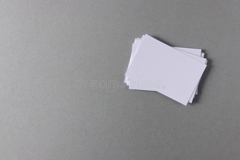 Stack of White Business Cards with Copy Space on Grey Background Stock ...