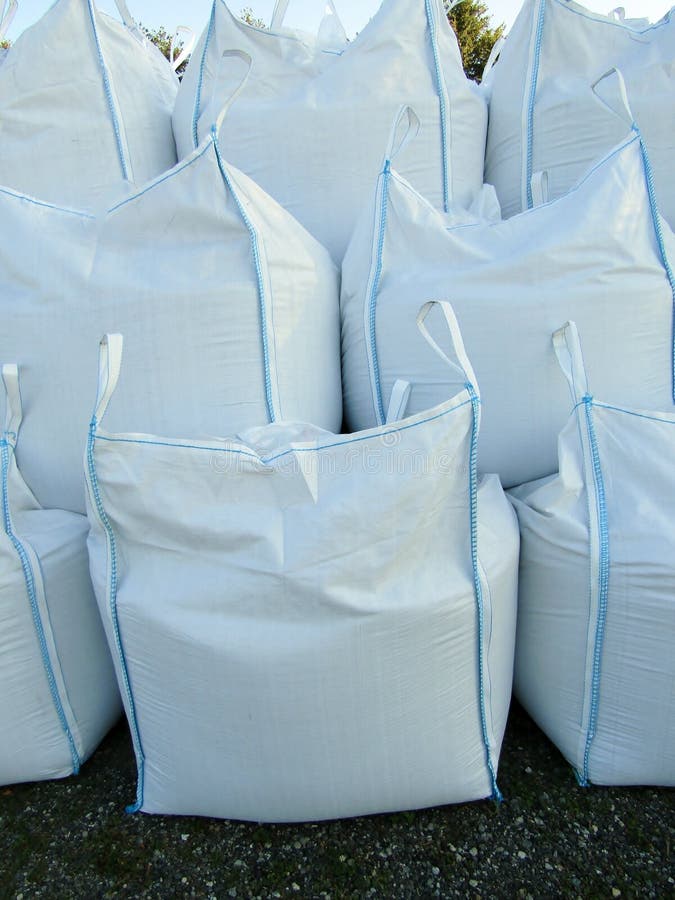 Stack of White Canvas Bags with Gravel Stock Image - Image of material ...