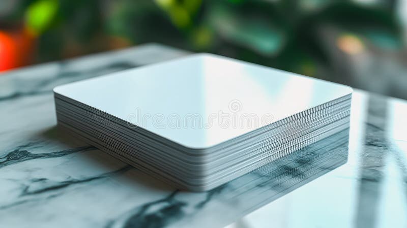 Stack of White Cards is on a Marble Countertop Stock Photo - Image of ...