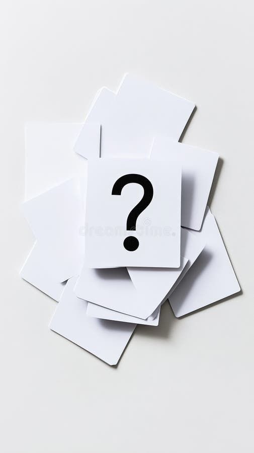 Stack of White Cards with a Prominent Black Question Mark on Top ...