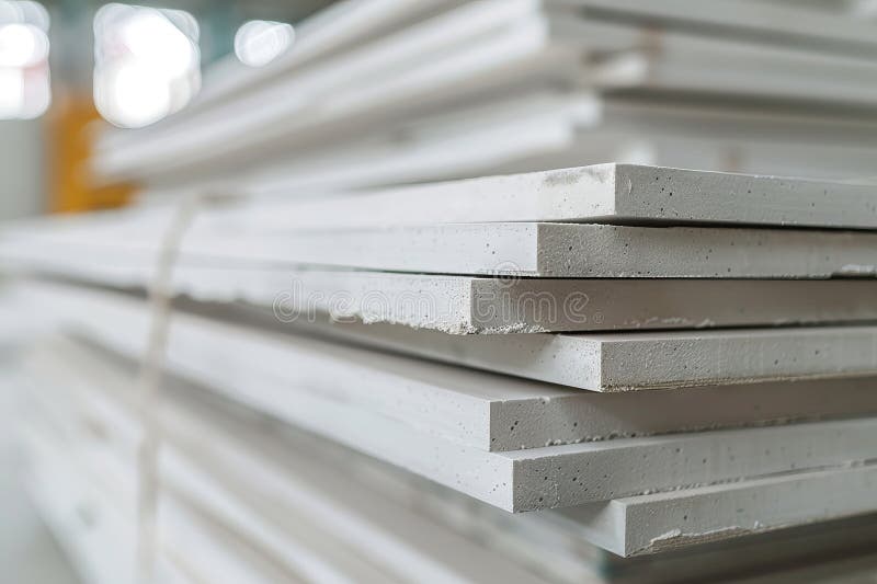 A Stack of White Cement Boards in a Factory Stock Photo - Image of text ...