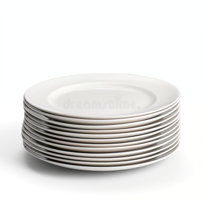 Stack of White Ceramic Plates Isolated on a White Background Stock ...