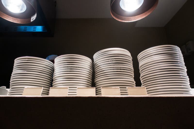 Stack of White Ceramics Plate Stock Image - Image of piled, washed ...