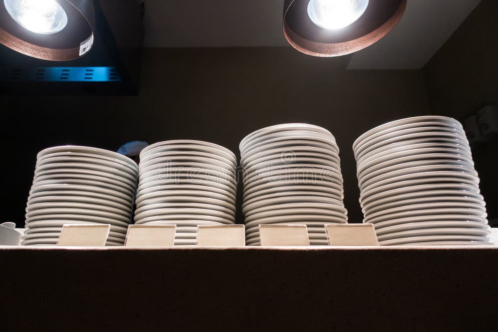 Stack of White Ceramics Plate Stock Image - Image of piled, washed ...