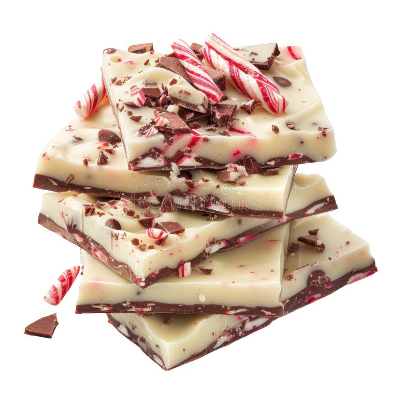 Stack of White Chocolate Peppermint Bark with Chocolate Chips Stock ...