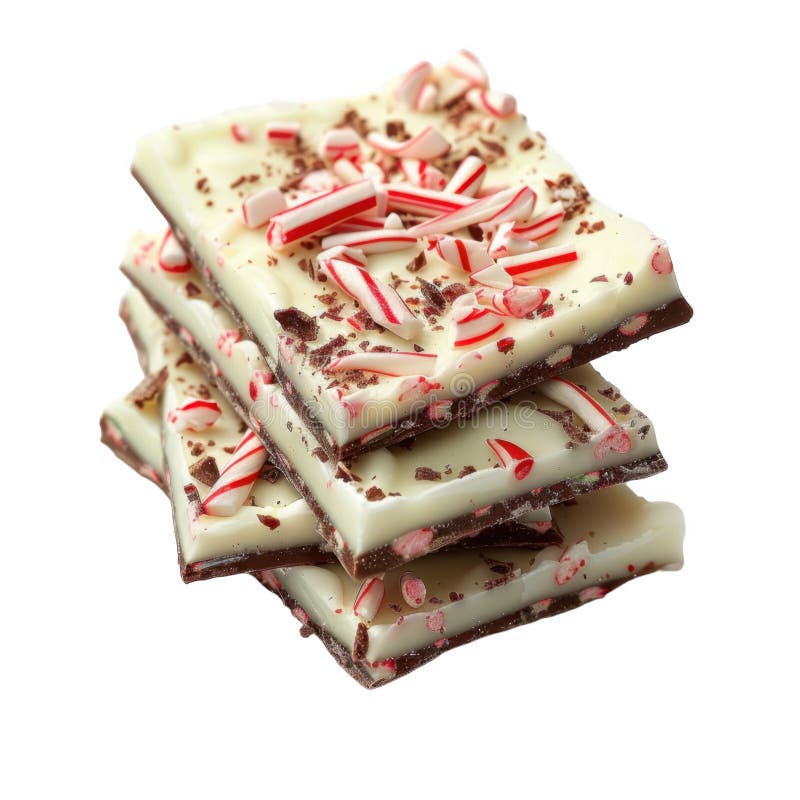 Stack of White Chocolate Peppermint Bark with Chocolate Pieces Stock ...