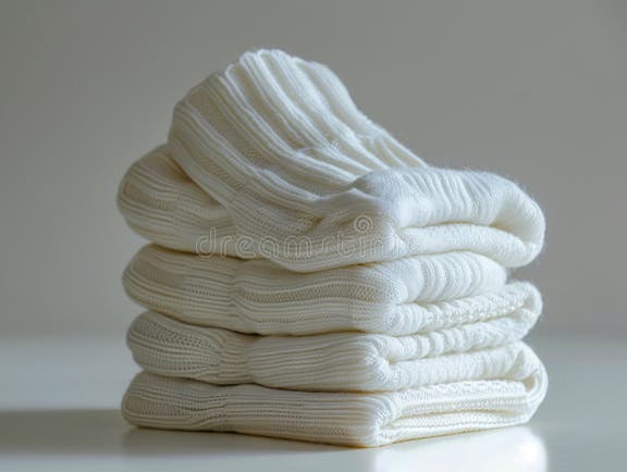 A Stack of White Cloth Diapers on a Table Stock Photo - Image of white ...