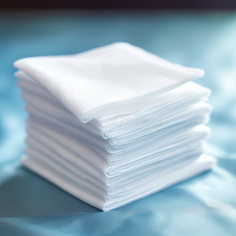 A Stack of White Cloths on a Blue Surface, AI Stock Illustration ...