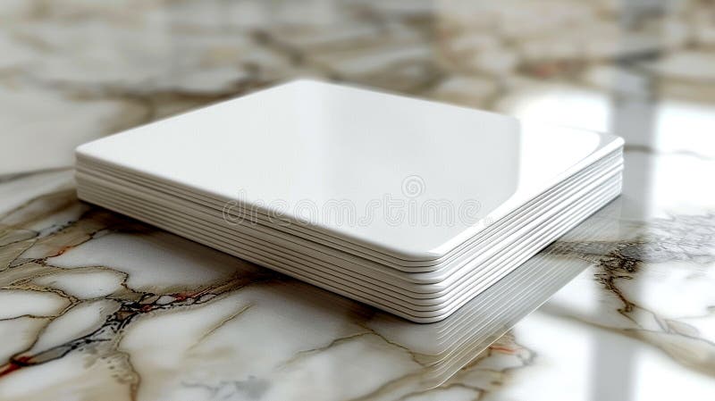 Stacked White Coasters on a Sleek Marble Surface in Soft Natural ...