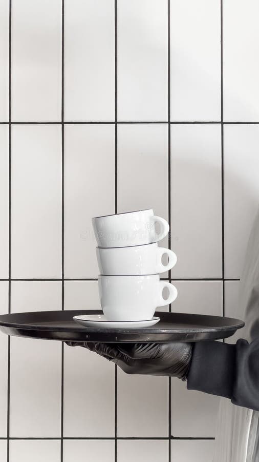 Stacked Coffee Cups on a Tray Stock Image - Image of beverage, clean ...