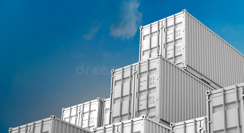 Stack of White Containers Box, Cargo Freight Ship for Import Export 3D ...