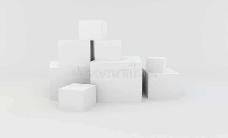 Stack of White Different Boxes. 3d Rendering. Stock Illustration ...