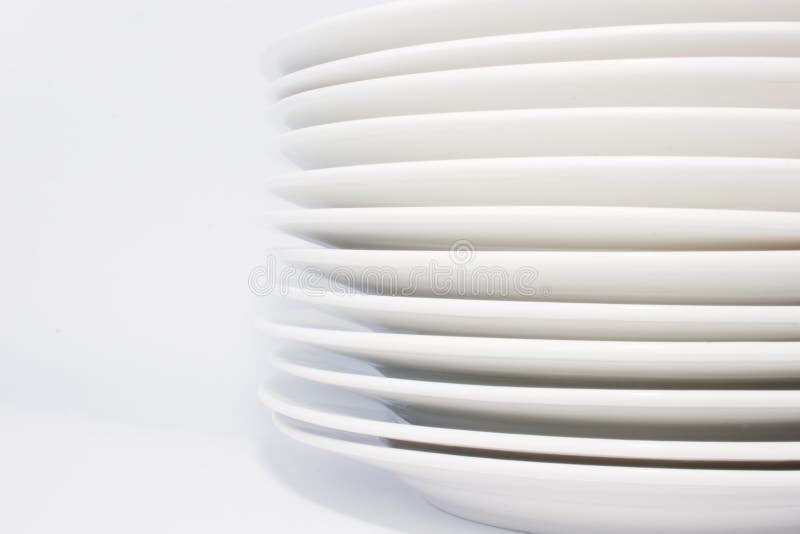 Stack of White Dinner Plates Stock Photo - Image of background, meal ...