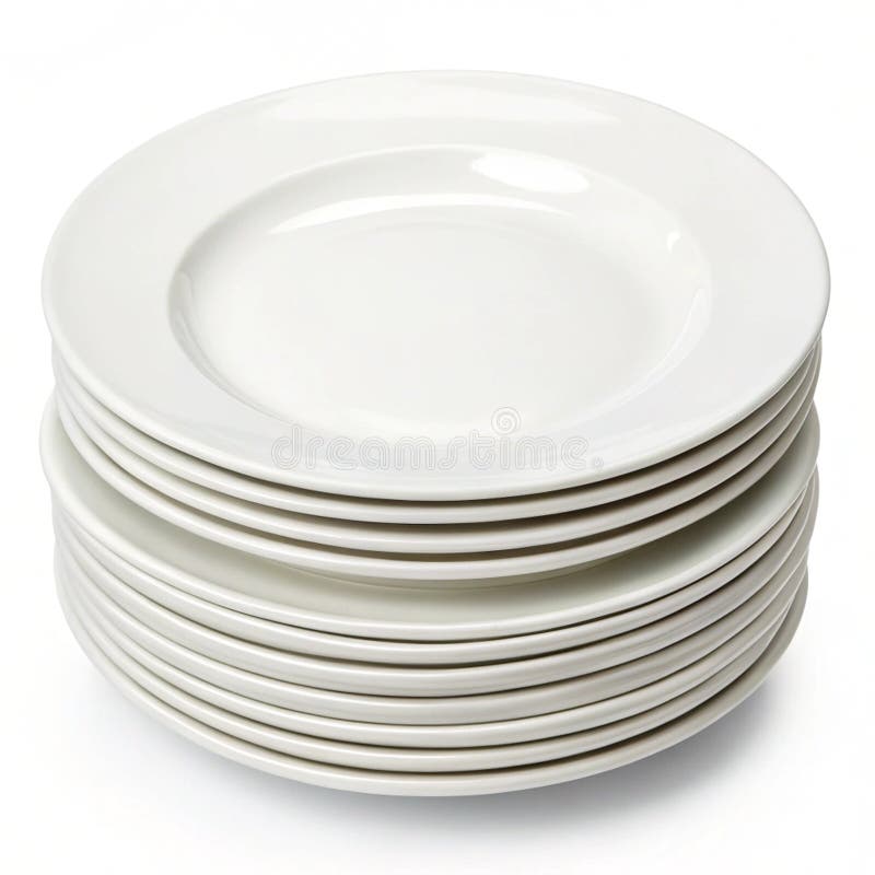 Stack of White Dinner Plates Isolated on White Background Stock ...