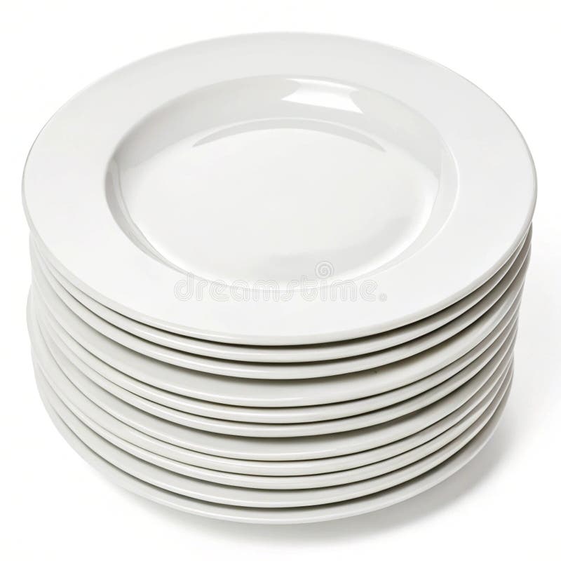 Stack of White Dinner Plates Isolated on White Background Stock ...