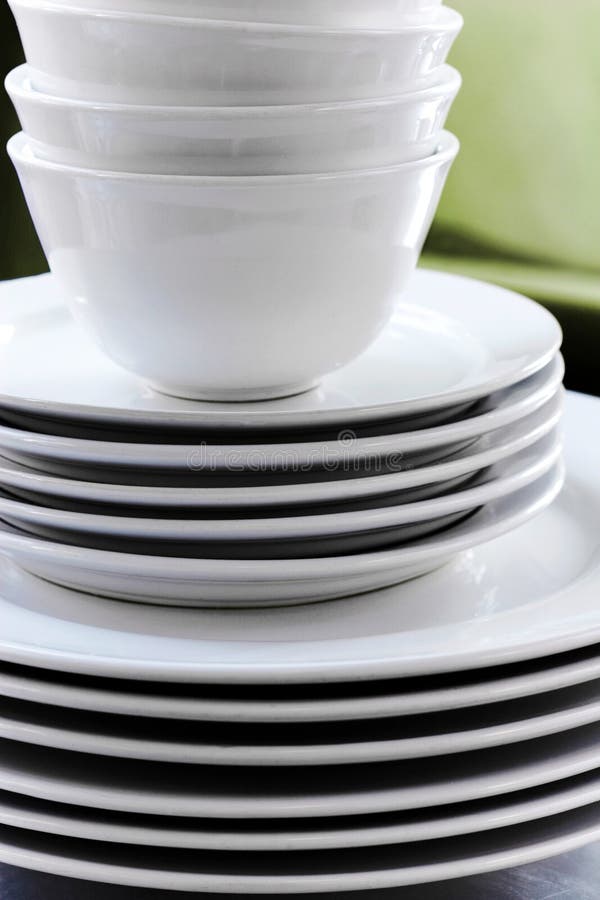 Stack of White Dishes stock image. Image of ceramic, dine - 5700701