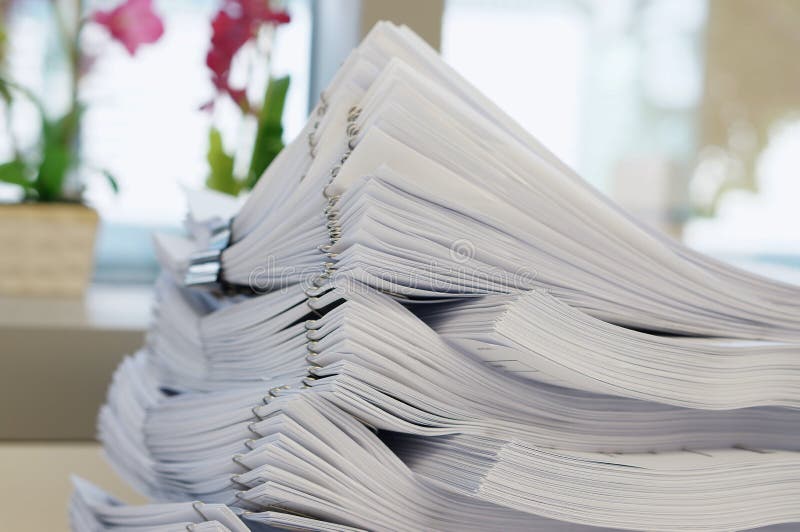 Stack of White Document on Office Background Stock Photo - Image of ...