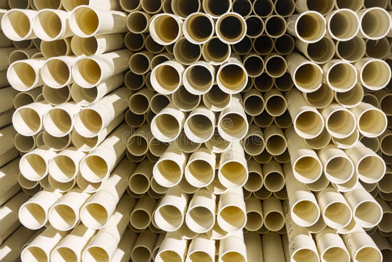 Stack of White Electrical PVC Conduit Pipes. Stock Image - Image of ...