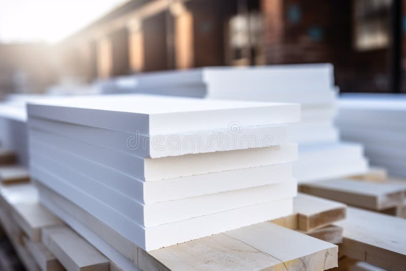 Stack of White Extruded Polystyrene Sheets Insulative Material for ...