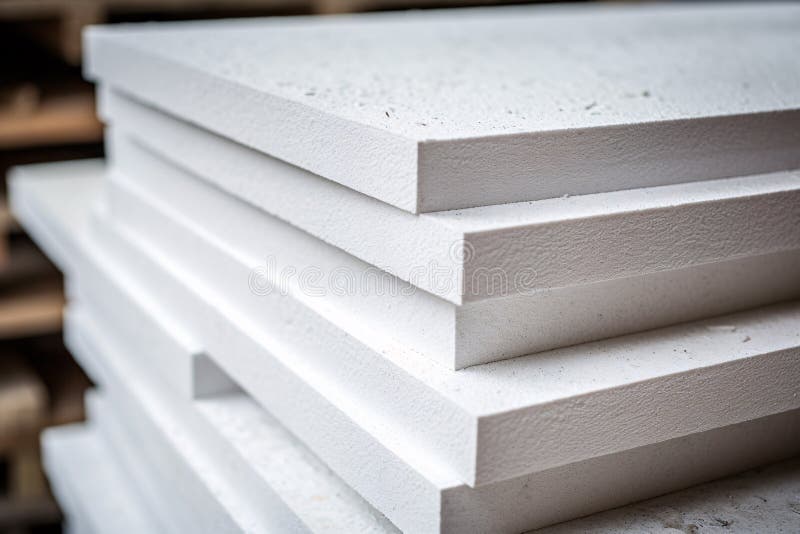 Stack of White Extruded Polystyrene Sheets Insulative Material for ...