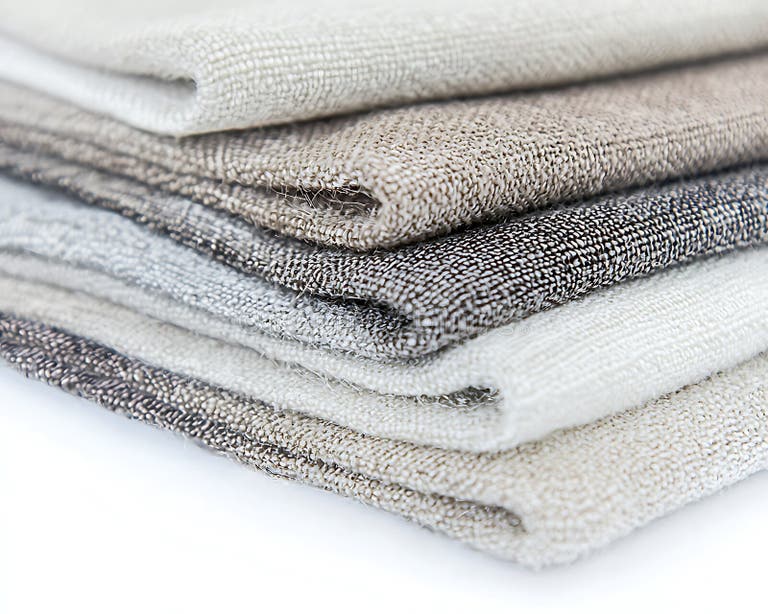 A Stack of White, Gray, and Brown Fabric Stock Image - Image of apparel ...