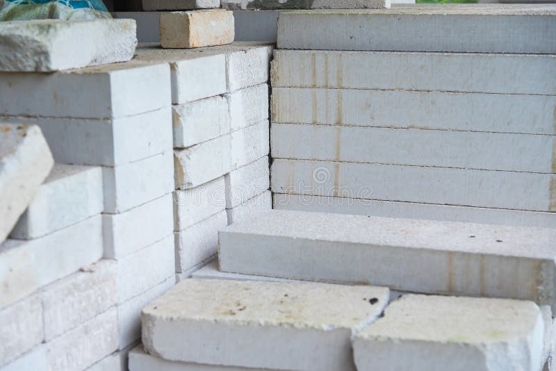 Stack of White Lightweight Concrete Block Stock Image - Image of ...