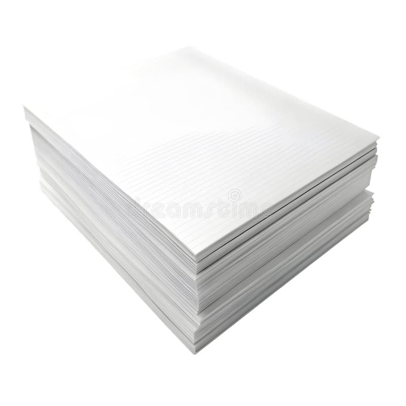 Stack of White Lined Paper Isolated on Black Background Perspective ...