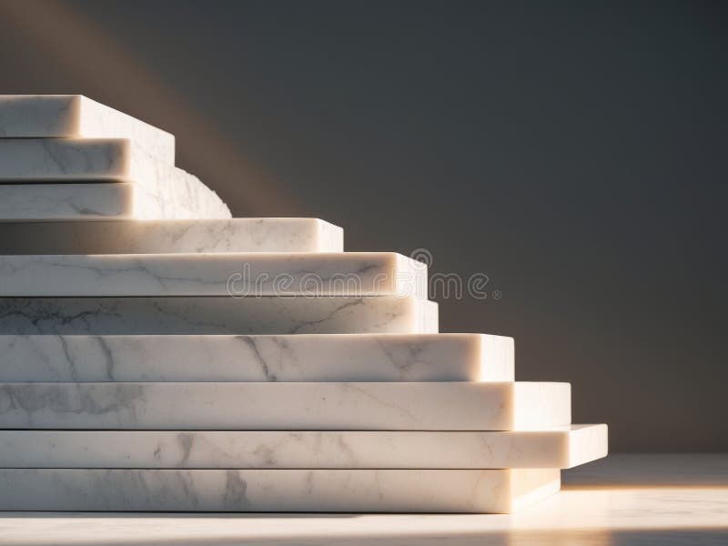A Stack of White Marble Blocks with a Light Shining on Them Stock ...