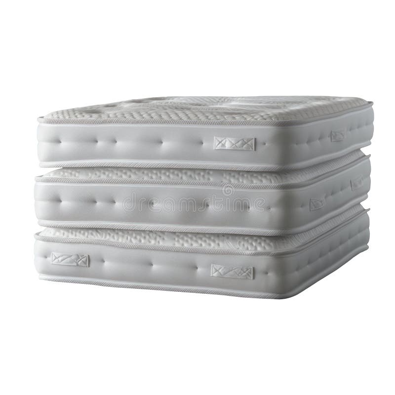 Stack of White Mattresses Isolated on a White or Transparent Background ...
