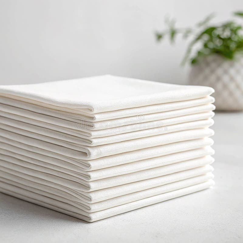 Stack of White Napkins on White Background Stock Illustration ...