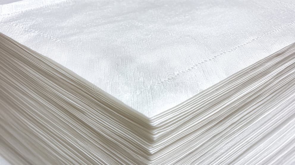 A Stack of White Napkins with a Decorative Edge. Stock Image - Image of ...