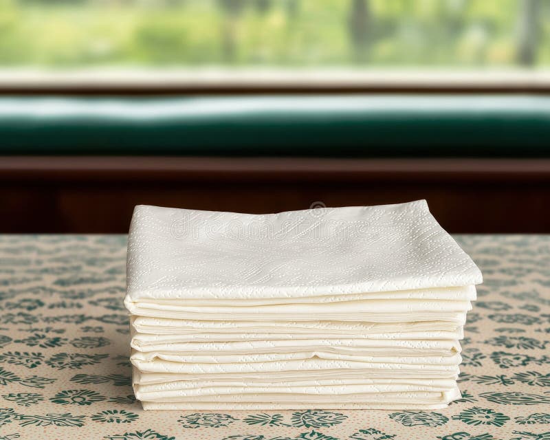 Stack of White Napkins on a Patterned Table Stock Illustration ...