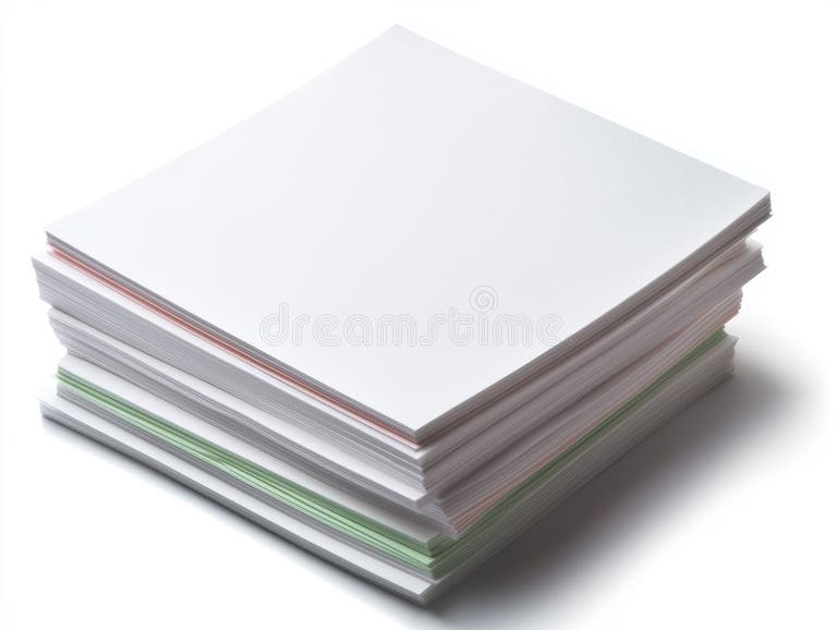 Stack of White Paper with Colored Sheets. Stock Illustration - Illustration of copy, design ...